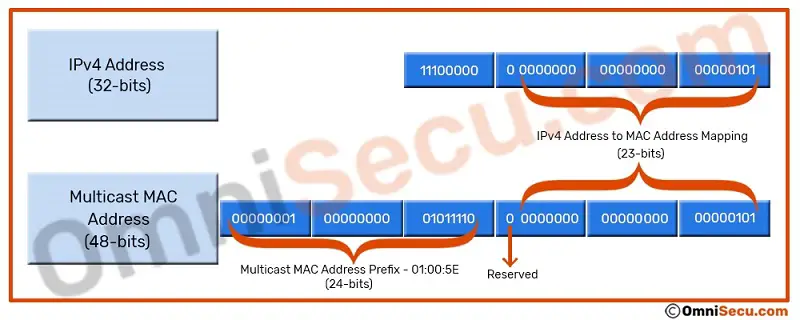 Multicast IPv4 address to MAC address mapping